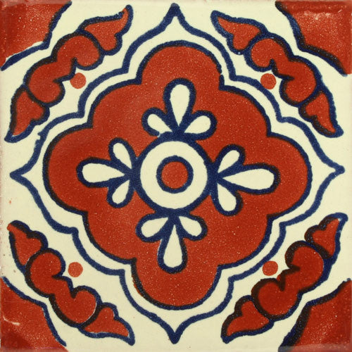 Traditional Mexican Tile - Toledo Terra Cota/Azul – Mexican Tile Designs