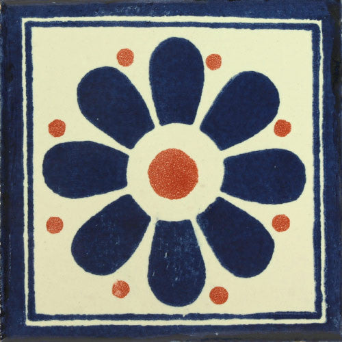 Traditional Mexican Tile - Deisy Mey Azul/Terra Cota – Mexican Tile Designs