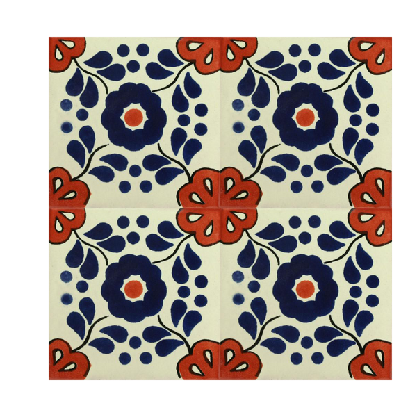 Traditional Mexican Tile - Hacienda Azul/Terra Cota – Mexican Tile Designs