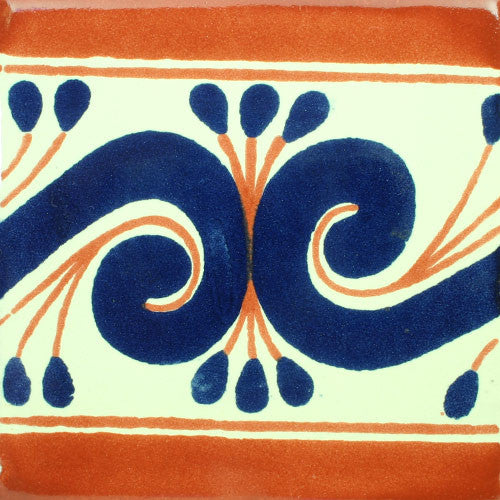 Traditional Mexican Border Tile - Gusano Azul/Terra cotta – Mexican ...