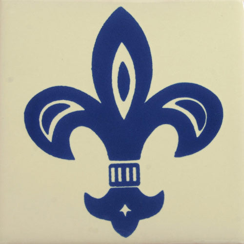 Especial Decorative Tile - Flor De Liz Azul – Mexican Tile Designs