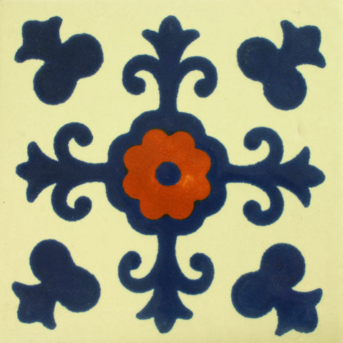 Especial Decorative Tile - Valencia Azul/ Terra Cota – Mexican Tile Designs