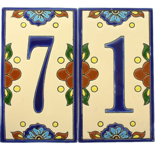 Flor Azul Mexican Tile Numbers – Mexican Tile Designs