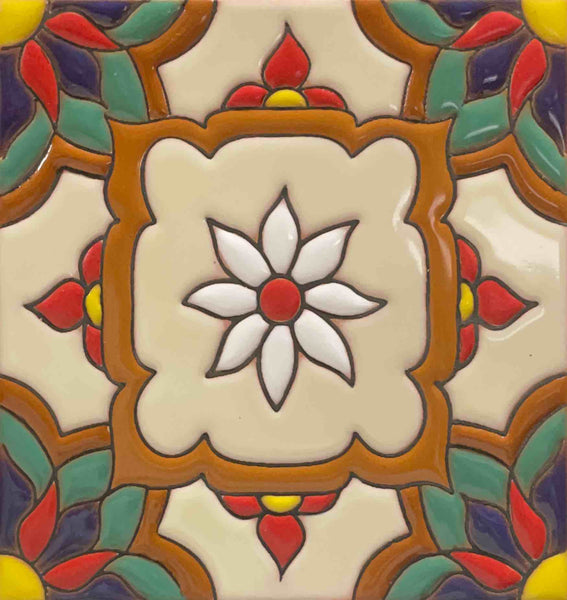 CERAMIC MALIBU STYLE MEXICAN TILE - JARDIN III 6x6 – Mexican Tile Designs