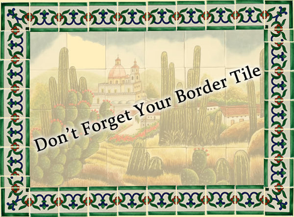 Mexican Style Mural - Cactus – Mexican Tile Designs