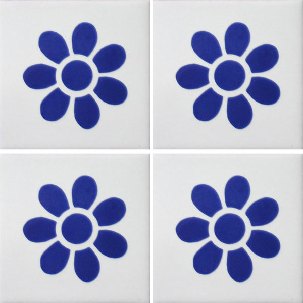 Especial Decorative Tile - Daisy Azul – Mexican Tile Designs